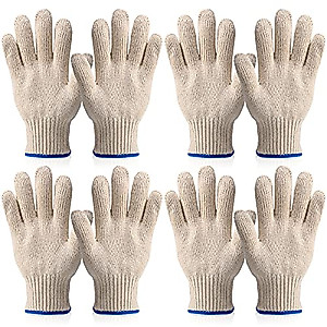 SATINIOR 4 Pairs Oven Gloves Heat Resistant with Finger Kitchen BBQ Baking Cooking and Grill Mitts Thick But Lightweight White Safety Glove Indoor Outdoor Resist Temperature up to 480 Degrees