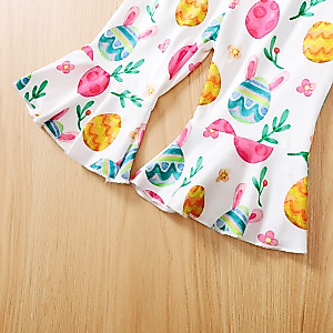 MoryGooder Baby Girl My 1st Easter Outfit Newborn Easter Bell Bottom Outfit (Pink,0-3 Months)