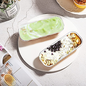 EUSOAR Disposable Aluminum Ramekins, 25pcs 6.8oz 6.5"x2.5"x1.2" Foil Baking Cups Pan with Lids，Rectangle Cupcake Containers Wrappers, Dessert Cheesecake Creme Brulee Ramekins Pan-Rose Gold