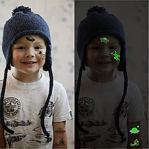 Ooopsiun Space Tattoos for Boys Glow in The Dark - 90 Luminous Styles, Space Birthday Party Decorations Favors for Kids Boys