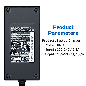 180W AC Charger Fit for Dell Alienware 15 17 Area 51M M15 M17 G3 G5 G7 7588 7590 7790 3579 3779 5587 5590 DA180PM111 FA180PM111 Gaming Laptop Power Adapter Supply