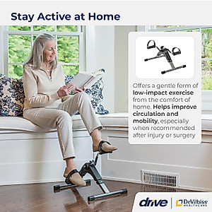 Drive Medical RTL10273 Deluxe Folding Pedal Exerciser with Electronic Display for Legs and Arms, Under Desk Bike Pedal Exerciser, Fully Assembled, No Tools Required, Black