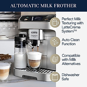 De'Longhi Magnifica Plus Fully Automatic Espresso Machine with Automatic Milk Frother for 18+ One Touch Recipes, Built-in Grinder, ECAM32070SB