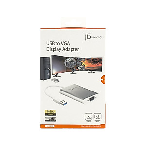 j5create USB to VGA Display Adapter 1080p HD Resolution Up to 2048 x 1152| USB 3.1/3.0/2.0 Port | Compatible with Windows and Mac (JUA311)