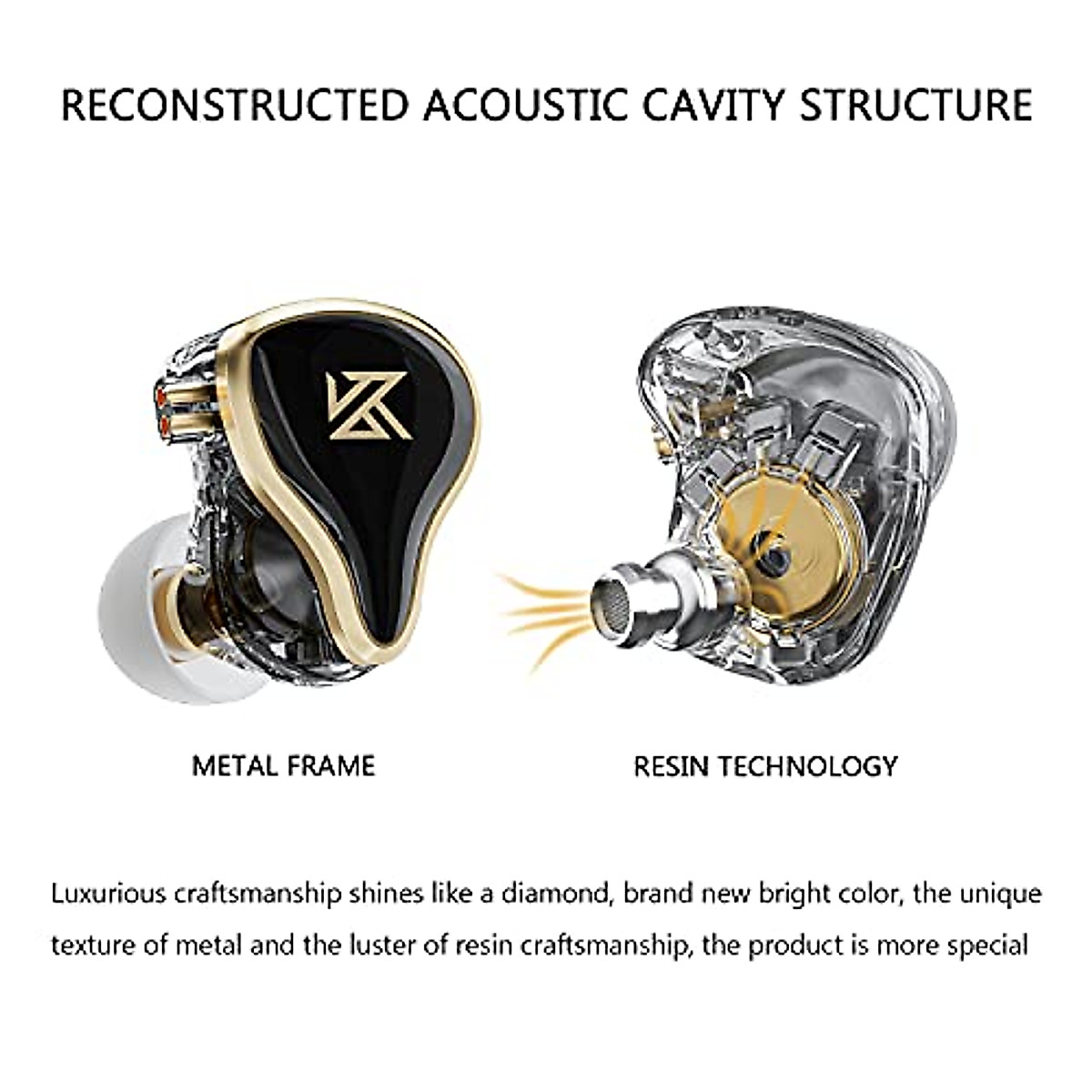 KZ ZAS IEM Earphones, in-Ear Headphones Wired, 16-Unit Hybrid High-Frequency 7BA+10mm Dual DD HiFi Stereo Sound Earphones Noise Cancelling Earbuds(Black,No Mic)