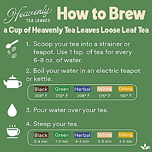 Heavenly Tea Leaves Organic Loose Leaf Herbal Tea Sampler (Approx. 90 Cups of Tea), 9 Naturally Caffeine-Free Tisanes - Great Hot or Iced, Gifts for Her, Health & Immune Support