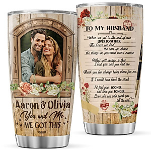 CUBICER Personalized Coffee Tumbler To My Wife Custom Name Photo Wedding Gifts For Couples Women Adults Travel Mug With Lid Oz Insulated Mugs Wine Tumblers Inspirational Quotes