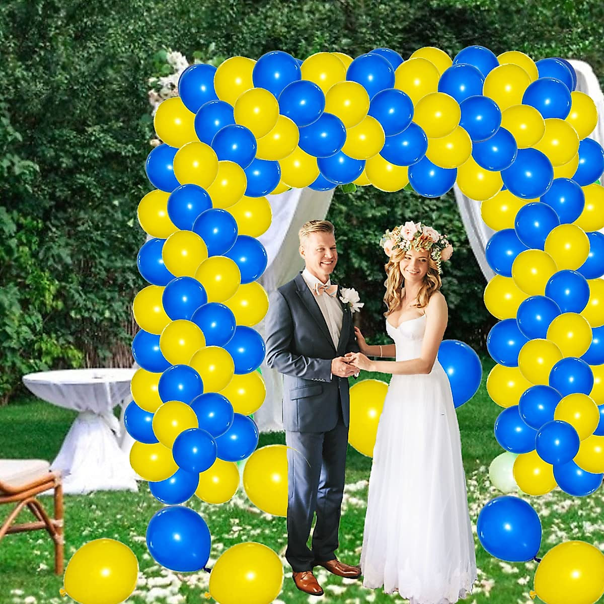 Blue and Yellow Balloon Garland Arch Kit, 122PCS Royal Blue Yellow Balloon Arch for Birthday Wedding Baby Bridal Shower Graduation Anniversary Bachelorette Decoration
