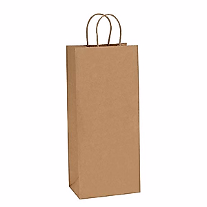 BagDream Kraft Paper Bags 5.25x3.25x13 Inches 50Pcs Wine Bags Paper Gift Bags Kraft Bags Retail Bags Brown Paper Wine Bags with Handles Bulk