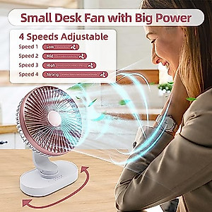 ASYOURZ Small Desk Fan Oscillating Table Fan 9 Inch, USB Rechargeable Fan 4000mAh Battery Operated Fan, Adjustable Desktop Fan with 4 Speeds Portable Fan Desk Fan for Bedroom Office Travel Bathroom