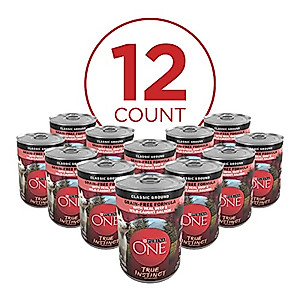 Purina ONE Wet Dog Food True Instinct Classic Ground Grain-Free Formula With Real Beef and Wild Caught Salmon High Protein Wet Dog Food - (Pack of 12) 13 oz. Cans
