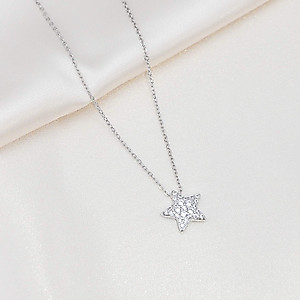Heart Made of Gold CZ Star Pendant Necklace (Silver)