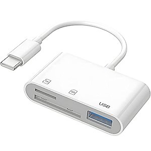 USB C to SD Card Reader,USB C to Micro SD TF Memory Card Reader Adapter Compatible with iPad Pro,MacBook Pro/Air,Chromebook,3-in-1 USB Camera Card Reader Adapter for XPS,Galaxy and More USB C Devices