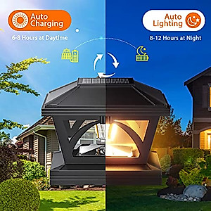 ENSLI Solar Outdoor Post Cap Lights, 6 Pack Brighter Solar Post Lights Outdoor Waterproof, Fence Post Cap Lights Solar Powered Deck Post Lights Fit 4x4 5x5 6x6 Posts for Fence Deck Garden Decoration