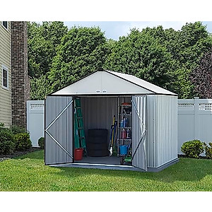 Arrow 10' x 8' EZEE Shed Cream with Charcoal Trim Extra High Gable Steel Storage Shed