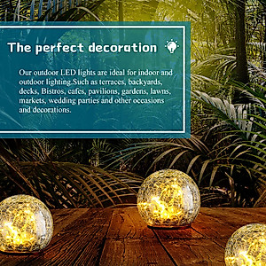 Solar Lights Outdoor Garden Decor Glass Solar Gazing Globe Light Balls Powered Waterproof, LED Globe Lights,Outside Decor for Lawn Patio Yard Pathway Christmas Garden Decor (2 Pieces,4 Inch)