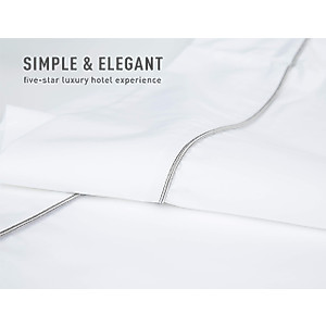 Sunflower Pillow Cases Queen Set of 2, 100% Cotton Queen Pillowcases, 20×30 inches with Silver Trim, Soft and Breathable, White