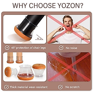 YOZON Chair Leg Floor Protectors for Hardwood Floors Felt Furniture Pads Silicone Caps 32 Pack Non Slip Reduce Noise Clear Round Medium Fit 3/4"~1-3/16" (19-30mm)