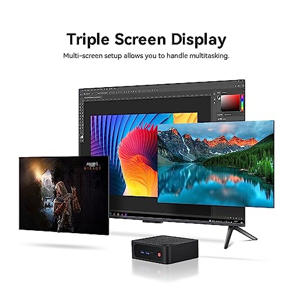 Beelink Mini PC, AMD Ryzen 7 5800H 8 Core(Up to 4.4GHz), 32GB DDR4 RAM 500GB NVMe M.2 SSD, SER5 Max Mini Desktop Computer Support 4K@60Hz Triple Display/WiFi 6/BT5.2/DP/HDMI/USB-C, Gaming/Office/Home