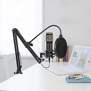 Bonke 【2021 Upgraded】 USB Condenser Microphone for Computer (Silver)
