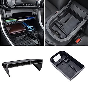 JDMCAR 2PCS Center Console Organizer Tray and Armrest Storage Box compatible with Toyota RAV4 2024 2023 2022 2021 2020 2019 and 2021-2024 RAV4 Prime Insert Secondary Storage Box Accessories