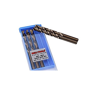 HSS M35 Cobalt Twist Drill Bits, Pack of 5 (10mm, 25/64")