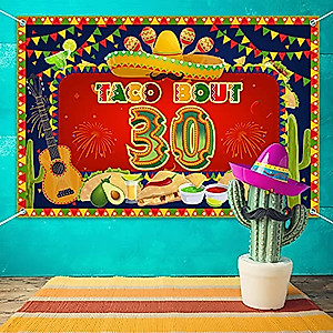 HAMIGAR 6x4ft Happy 30th Birthday Banner Backdrop - Taco Bout 30 Fiesta Mexican Cactus Birthday Decorations Party Supplies for Men