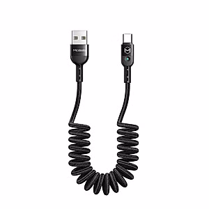 mcdodo [Type-C] Anti Winding Cable, Quick Charge QC 4.0 USB C Charging Data Coiled Cable Nylon Braided LED Compatible with Phone 15/15 Pro Max/Samsung Galaxy S20 S10 S9 S8 Plus Note10 LG Google Pixel