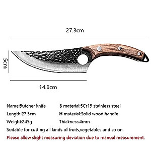 OYEZI Viking Knives Forged Butcher Knife 6'' High Clad Steel Boning Hunting Camping Tool Handmade Meat Cleaver with Leather Cover