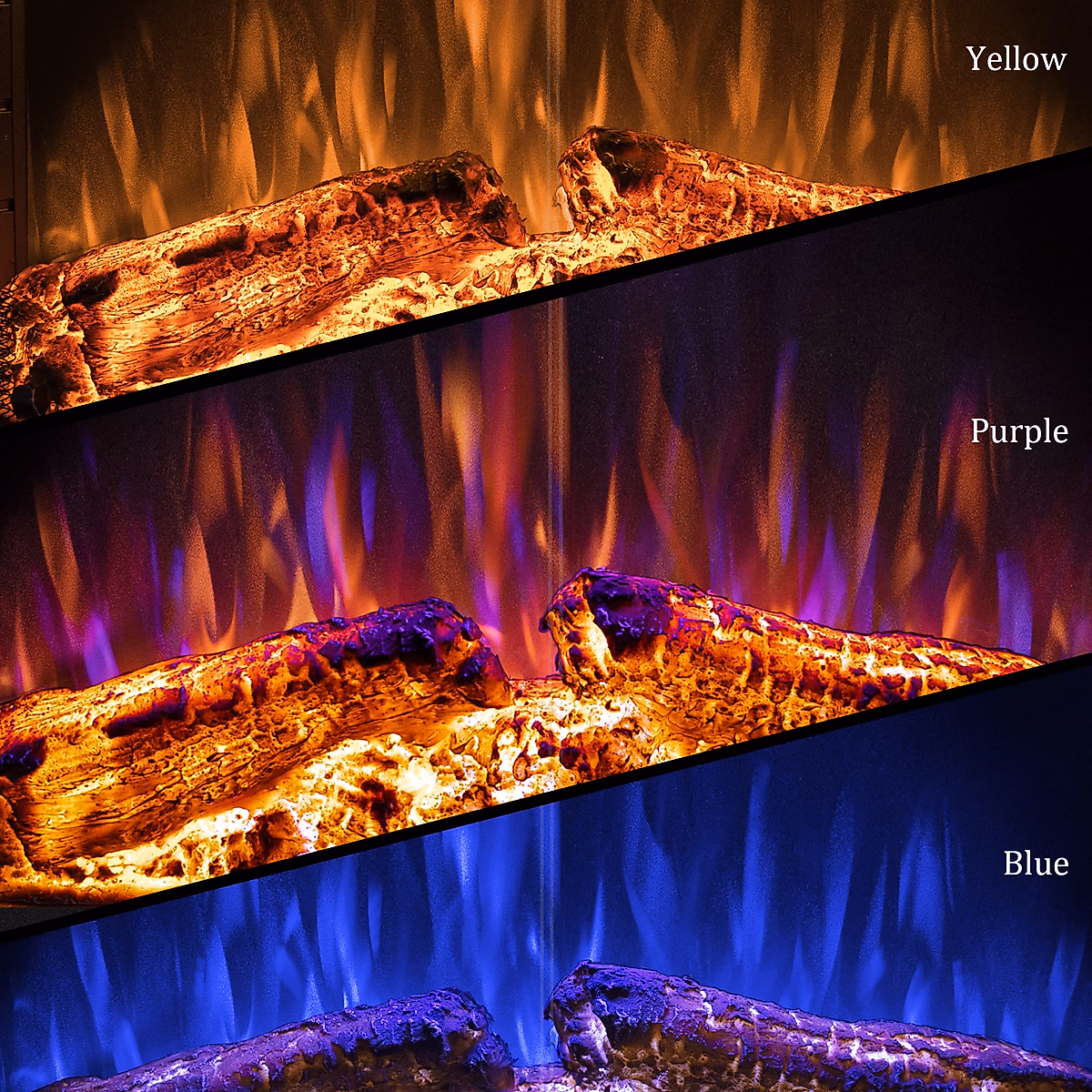 Benrocks 36” Electric Fireplace Inserts with Glass Door and Mesh Screen, Multicolor Flames & Fire Crackling Sounds, Timer, Overheating Protection Fireplace Heater, 750/1500W