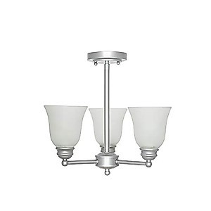 Amazon Brand – Ravenna Home Classic 3 Light Semi-flush Mount Chandelier, Bulbs Included, 14.5"H, Silver