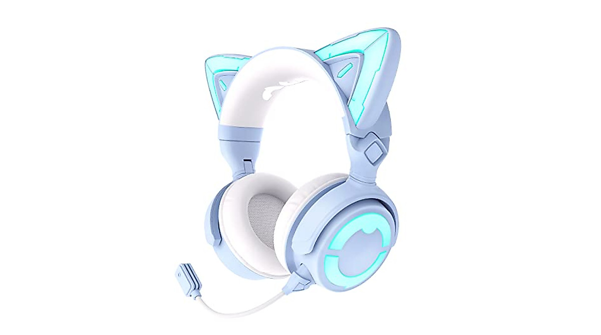YOWU RGB Cat Ear Headphone - Upgraded Wireless Gaming