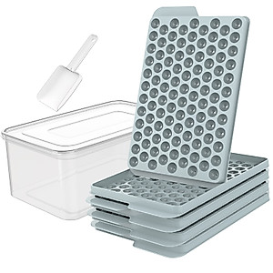 Miaowoof Mini Ice Cube Trays, 0.6in Small Maker for Freezer Easy Release, 104x4 PCS Ball Mold with Bin & Scoop, Tiny Tray Crushed Chilling Drinks Coffee Juice Cocktail