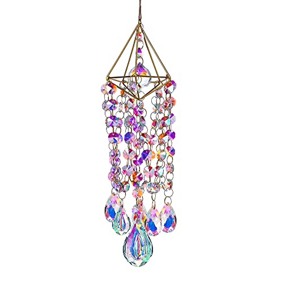 Crystal Suncatchers Hanging Wind Chime Style Garden Suncatcher Rainbow Maker Handmade Gold Plated Suncatcher
