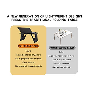 MRJKNRO.KJ Folding Table Desk at Home in The Office and car for Computer Laptop Pad Phone Reading Writing Easy to use Carry and stroage Lightweight (Black, 9.4“X17.7"X8.26")