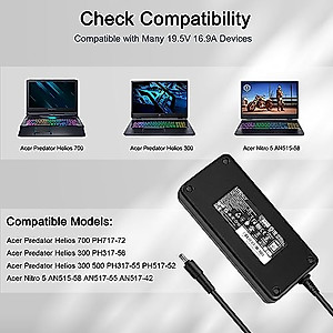 330W 280W Power Cord for Acer Predator Helios700 PH717-72 500 PH517-52 300 PH317-55 PH317-56 Acer Nitro 5 AN515-58 AN517-55 AN517-42 Gaming Laptop Charger
