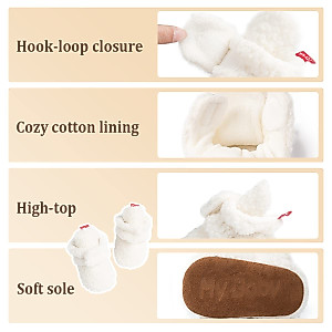 ohsofy Newborn Baby Cotton Booties Stay On Slipper Winter Warm Soft Shoes Non-Skid Infant Ankle Boots Crib Shoes