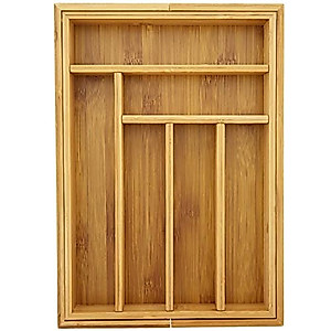 Heim Concept Drawer Organizer Bamboo Cutlery Tray Silverware Organizer/Utensil Holder, Drawer Dividers Organizer for Silverware, Flatware, Knives in Kitchen