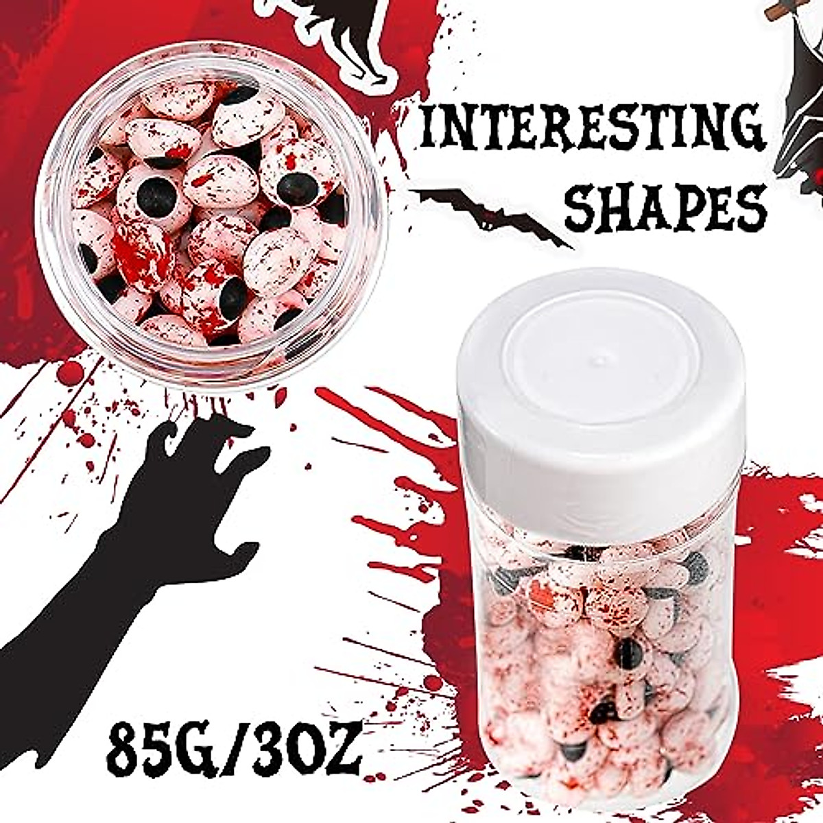 Halloween Edible Bloody Candy Eyes 3.8 oz Candy Bloody Eyeballs 2 Bottles of Edible Small Bloody Eyes for Cake Cookie Dessert Decorating Halloween Eyeballs Sweets for Halloween Birthday Party Supplies