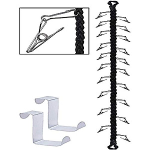 Over Door Hanging Storage Chain with 20 Stainless Steel Clips, Toy Storage Chain Multipurpose Organizer for Your Toys, Sun Visors, Hats, Cap, Scarves, Gloves, towel, Jewelry, etc.