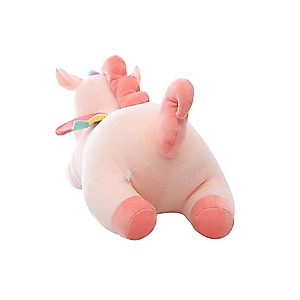 AIXINI Plush Unicorn Stuffed Animal Pillows Toy, 11.8 Inch Cute Soft Pink Unicorn Plushie Dolls with Rainbow Wings