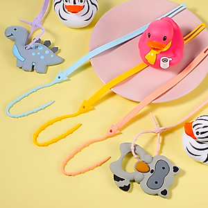 Nuanchu 10 Pcs Toy Straps for Baby, Silicone Set Pacifier Clip, Applies to Car Seat Toy, Teether Toy, High Chair, Stroller Accessories, Baby Toy Clips, Cribs, Rocking Chair