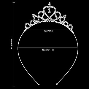 Makone 2 Pieces Girls Crystal Tiara Silver Princess Crown Bendable Adjustable Headband Ultralight Hair Accessories for Birthday Party Wedding Photograph