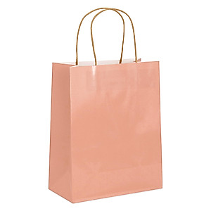 Juvale Pink Gift Bags with Handles for Weddings, Goodies, Birthdays, Baby Showers (8x10 In, 24 Pack)
