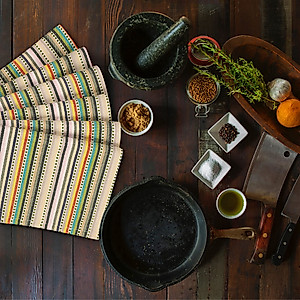 Urban Villa Easter Kitchen Towels,Beige Multi Dobby Stripes,Premium Quality,100% Cotton Dish Towels, Mitered Corners,Ultra Soft (Size: 20x30 Inches), Highly Absorbent Bar & Tea Towels (Set of 6)