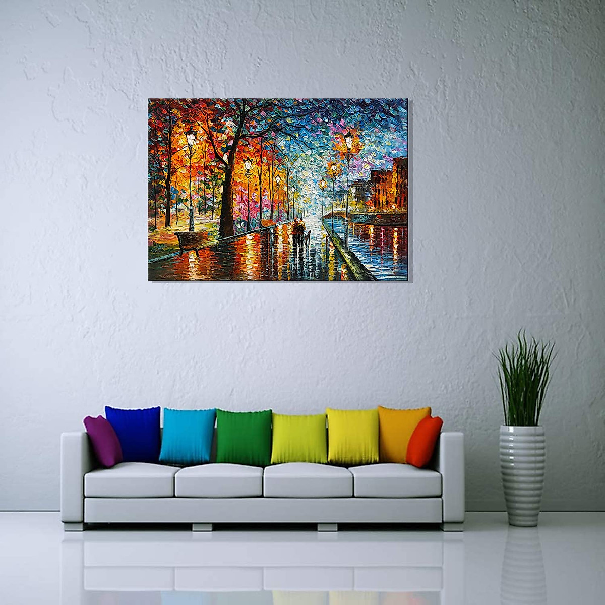 Alenoss Abstract Canvas Paintings 3D Modern Oil Paintings on Canvas 28x40 Inches Contemporary Colorful Landscape Wall Art Romantic Couples Blue Artwork for Home Decorations