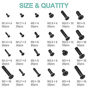 QTEATAK 480Pcs Black Laptop Notebook Computer Replacement Screws Kit for Lenovo Toshiba Gateway Samsung HP IBM Dell Sony Acer Asus SSD Hard Disk SATA