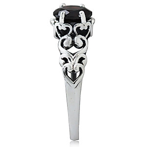 Silvershake 1.39ct. Natural Garnet 925 Sterling Silver Victorian Style Solitaire Ring Size 8