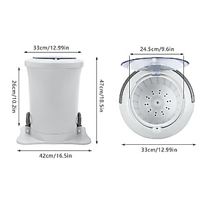 Manual Clothes Dehydrator,Portable Mini Dryer Compact Spin Dryer with Clear Top Cover,12L/3.17gal Freestanding Manual Dehydrator, Manual Clothes Dryer for Camping, Traveling, and Hotel Use (White)