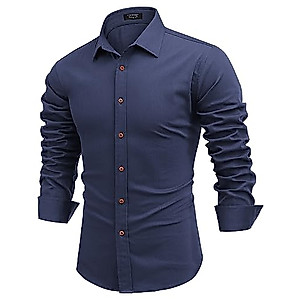 COOFANDY Men's Button Down Long Sleeve Shirt Casual Dress Shirt Denim Work Shirt